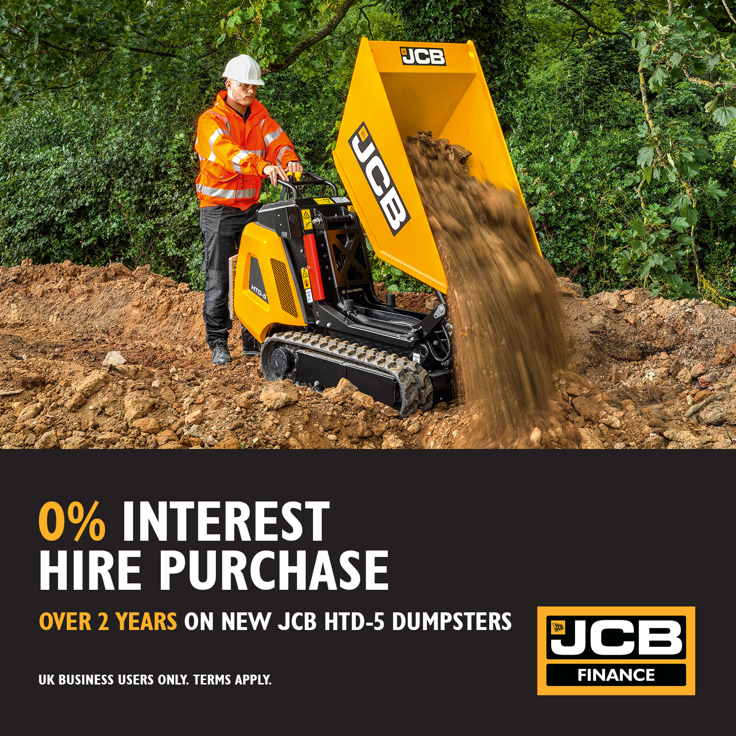 0% Interest Hire Purchase over 2 years on new JCB HTD-5 Dumpsters - T.C. Harrison JCB